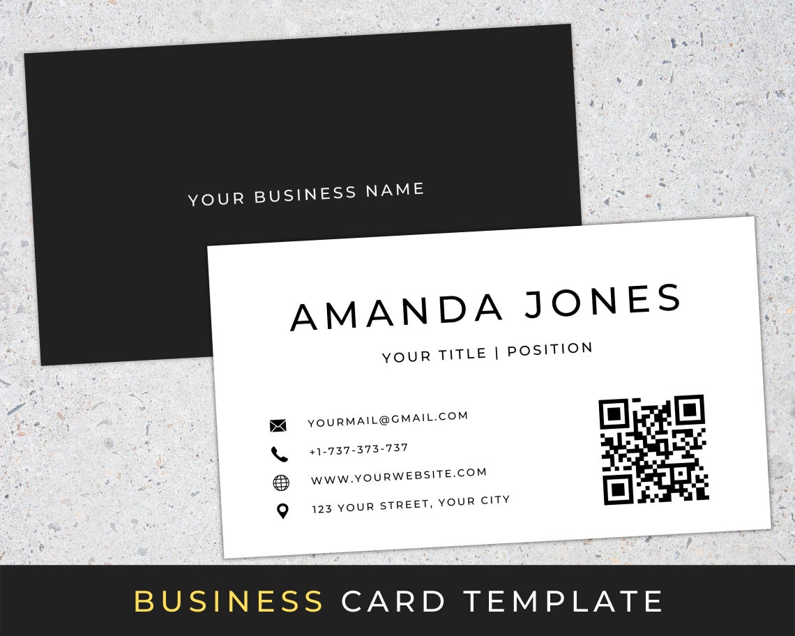 Business Card Template QR Code DIY Modern Business Card Editable 